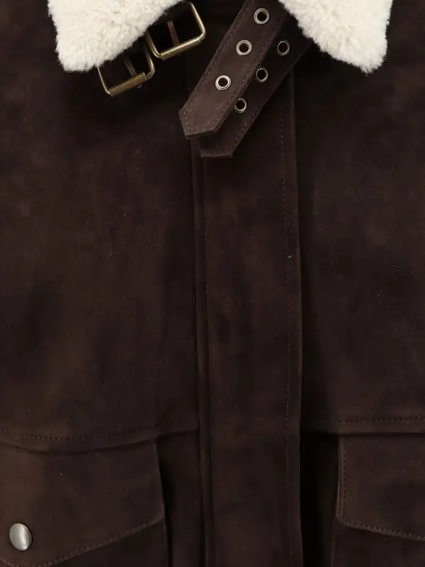 SEMICOUTURE Suede Jacket With Fur Collar