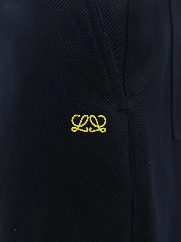 Loewe Denim Trousers With Contrasting Embroidered Logo - Blue
