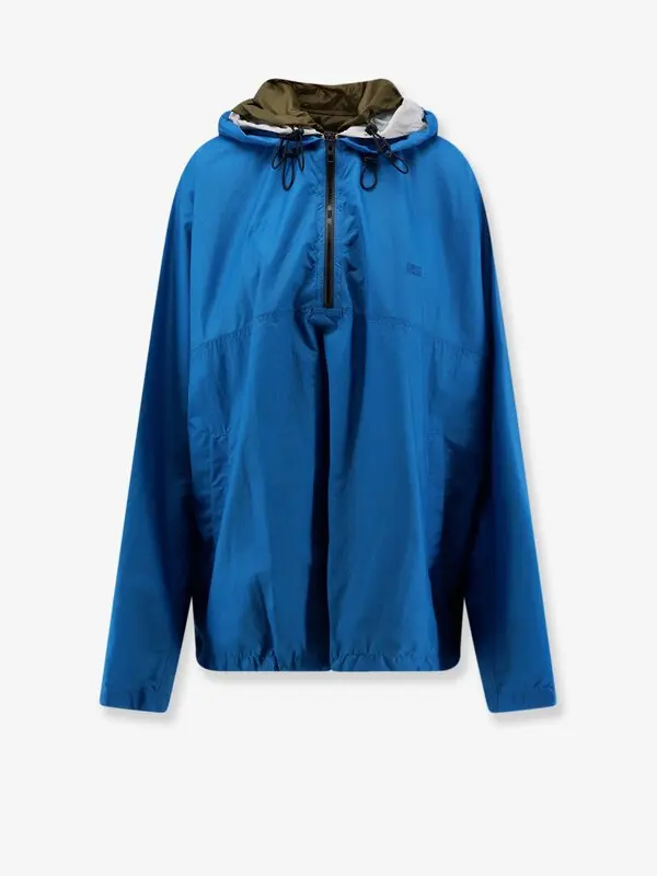 Loewe Anorak Technical Fabric Windbreaker With Embroidered Anagram Logo - Blue