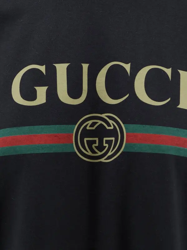 Gucci Cotton And Silk Blend T-shirt With Web Logo - Black