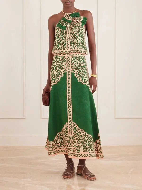 Johanna Ortiz Encanto De Isla' Satin-jacquard Maxi Skirt
