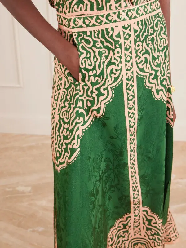 Johanna Ortiz Encanto De Isla' Satin-jacquard Maxi Skirt