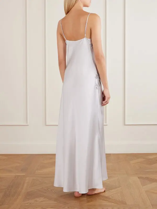 Carine Gilson Lace-embroidered Silk Midi Slip Dress