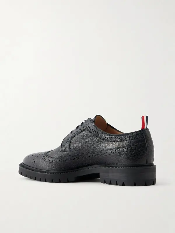Thom Browne Longwing Pebble-grain Leather Brogues