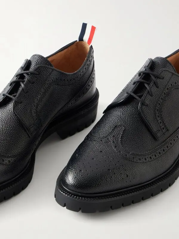 Thom Browne Longwing Pebble-grain Leather Brogues