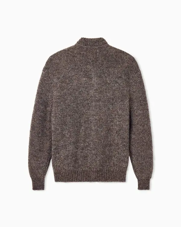 Giorgio Armani Regular Fit Mohair Wool Half-cardigan Stitch Cardigan