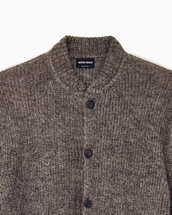 Giorgio Armani Regular Fit Mohair Wool Half-cardigan Stitch Cardigan