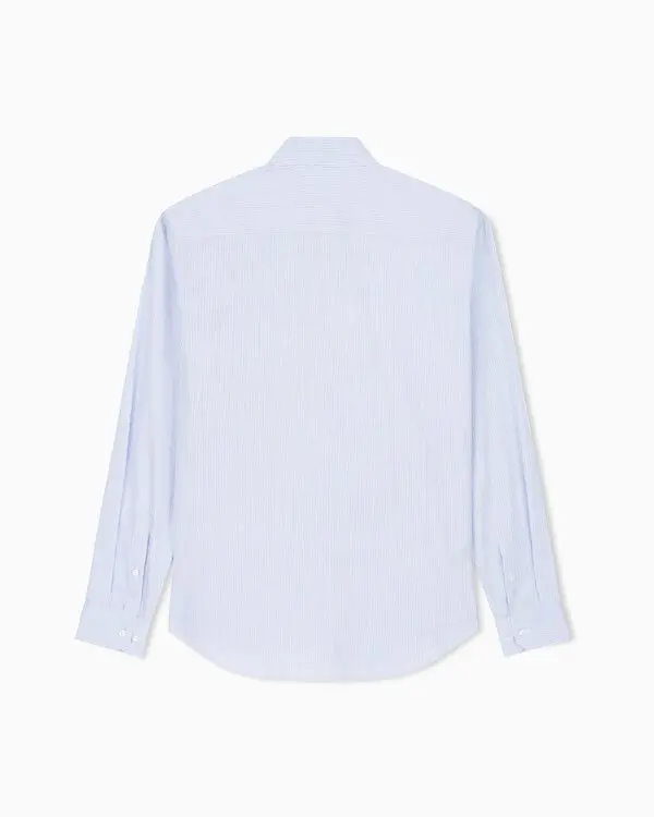 Giorgio Armani Regular Fit Striped Cotton Shirt With A Small Point Collar