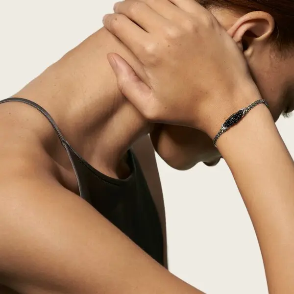 John Hardy Station Bracelet With Black Sapphire And Black Spinel