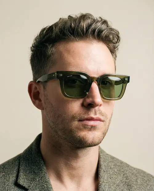 COSSINO Cuadra 46mm Square Acetate Sunglasses - Green