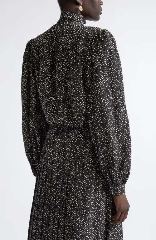 Valentino Garavani Starry Long Sleeve Silk Minidress