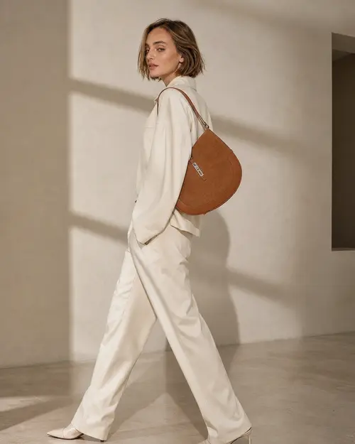 MI BOLSA LONDON Cotswolds Genuine Suede Leather Shoulder Bag