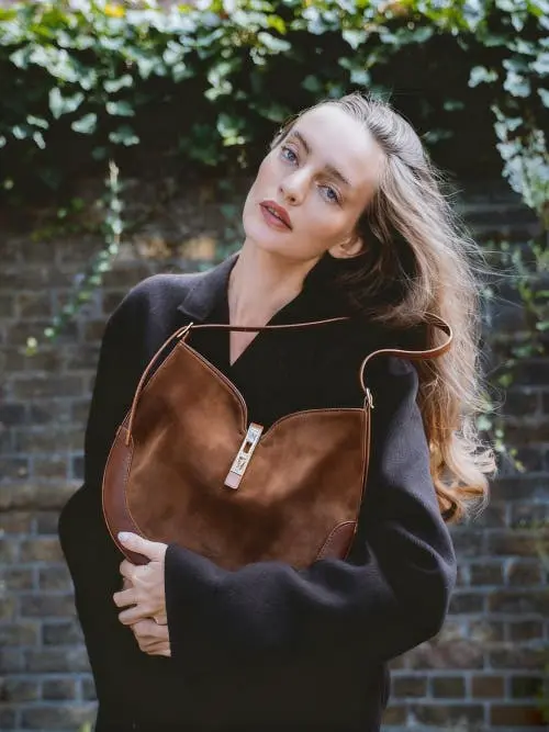 MI BOLSA LONDON Cotswolds Genuine Suede Leather Shoulder Bag