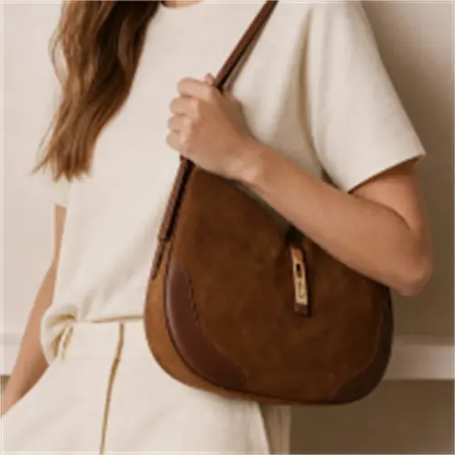 MI BOLSA LONDON Cotswolds Genuine Suede Leather Shoulder Bag
