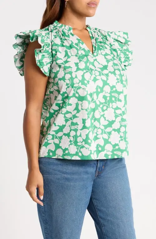 SUGARLIPS Baxley Risette Ruffle Floral Cotton Top