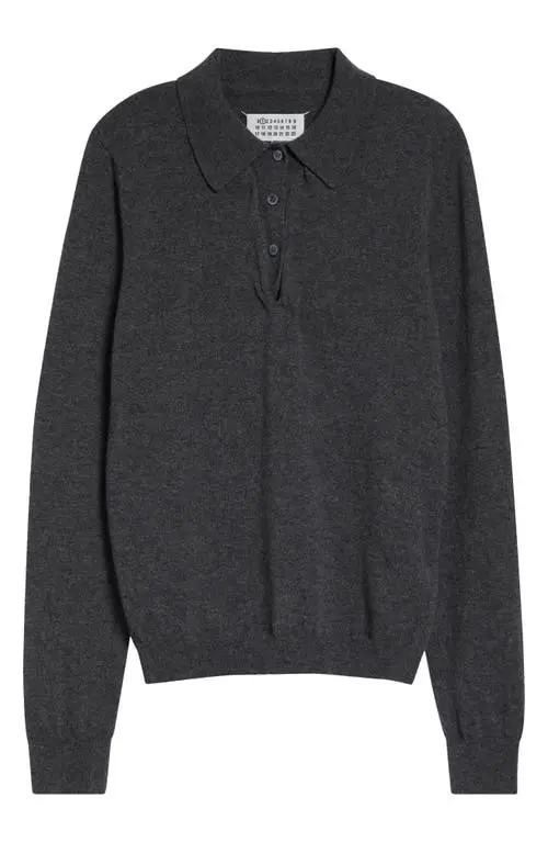 MAISON MARGIELA Twist Wool Polo Sweater - Medium Grey