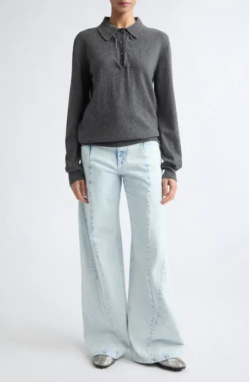 MAISON MARGIELA Twist Wool Polo Sweater - Medium Grey