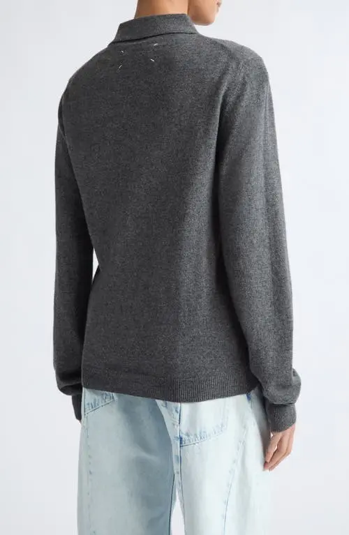 MAISON MARGIELA Twist Wool Polo Sweater - Medium Grey