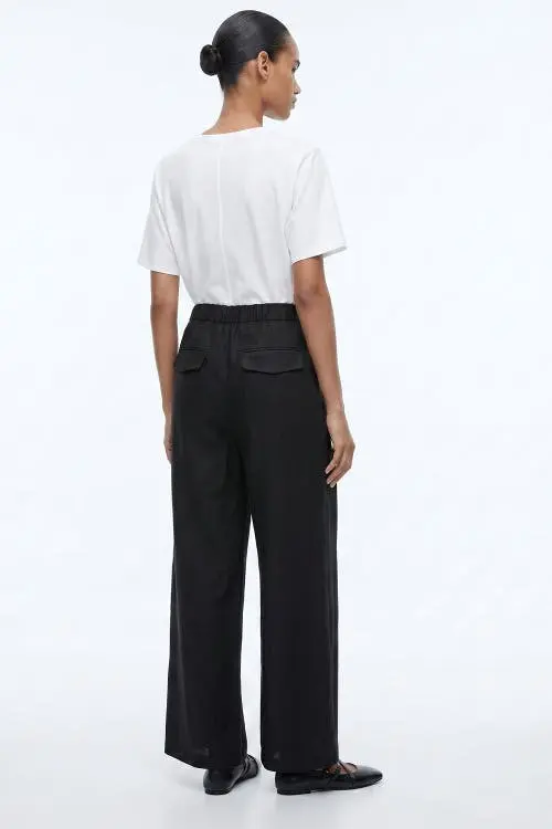 EXQUISE Azaleaora High Waist Wide Leg Linen Trousers
