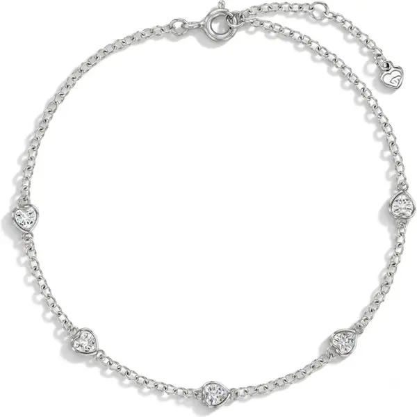 IN SEASON JEWELRY Cz Heart Station Bracelet - Silver