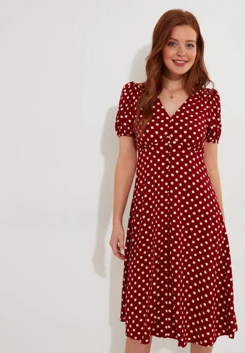 JOE BROWNS Retro Button Front Knee Length Dress - Retro Dot