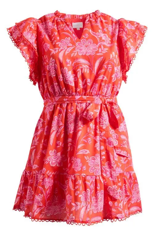 SUGARLIPS Aria Floral Print V-neck Ruffled Mini Dress