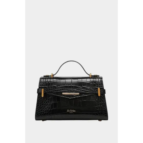 MI BOLSA LONDON Mi Croc Embossed Leather Top Handle