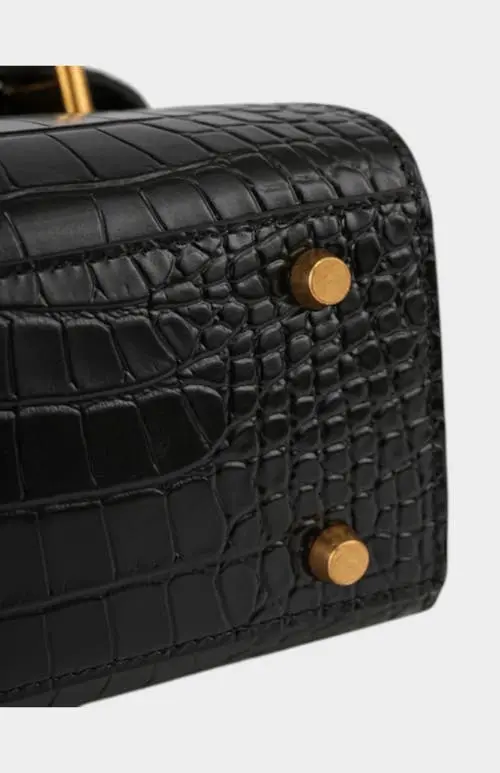 MI BOLSA LONDON Mi Croc Embossed Leather Top Handle