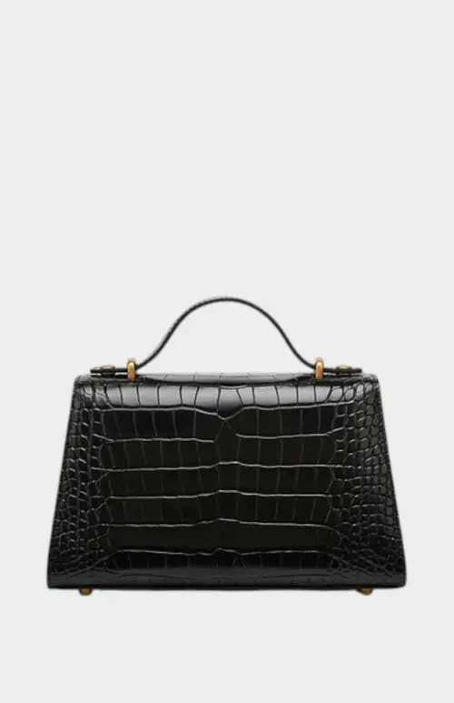 MI BOLSA LONDON Mi Croc Embossed Leather Top Handle