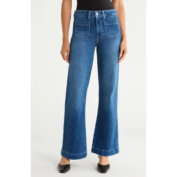 Paige Leenah Patch Pocket Wide Leg Jeans - Hancock
