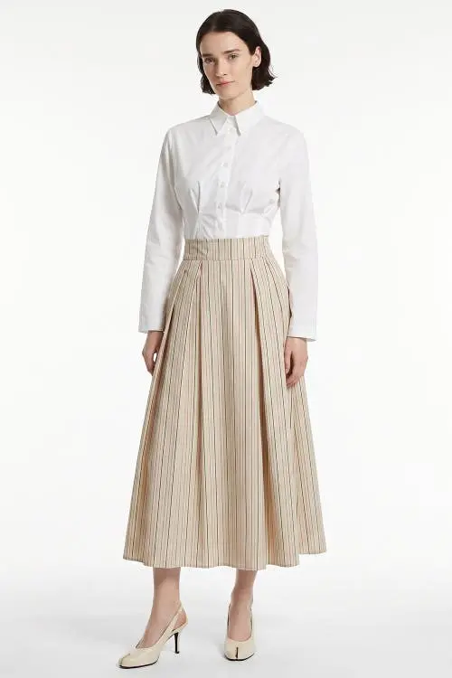 EXQUISE Pleated Pocket Midi Skirt