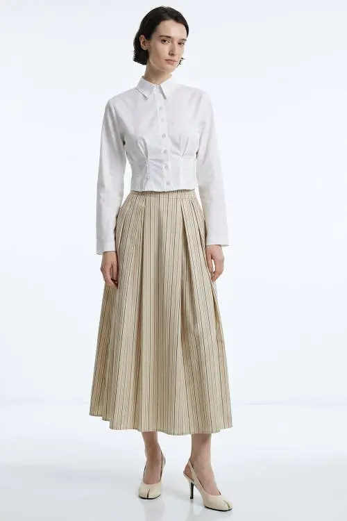 EXQUISE Pleated Pocket Midi Skirt