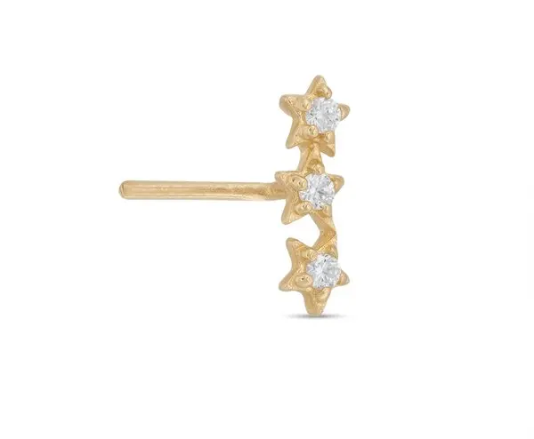 Zahav Jewelry 14k Solid 24g Star Cz Nose Stud
