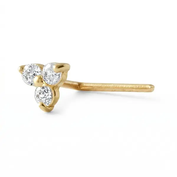 Zahav Jewelry 14k Solid 24g Trinity Cz L-shape Nose Stud