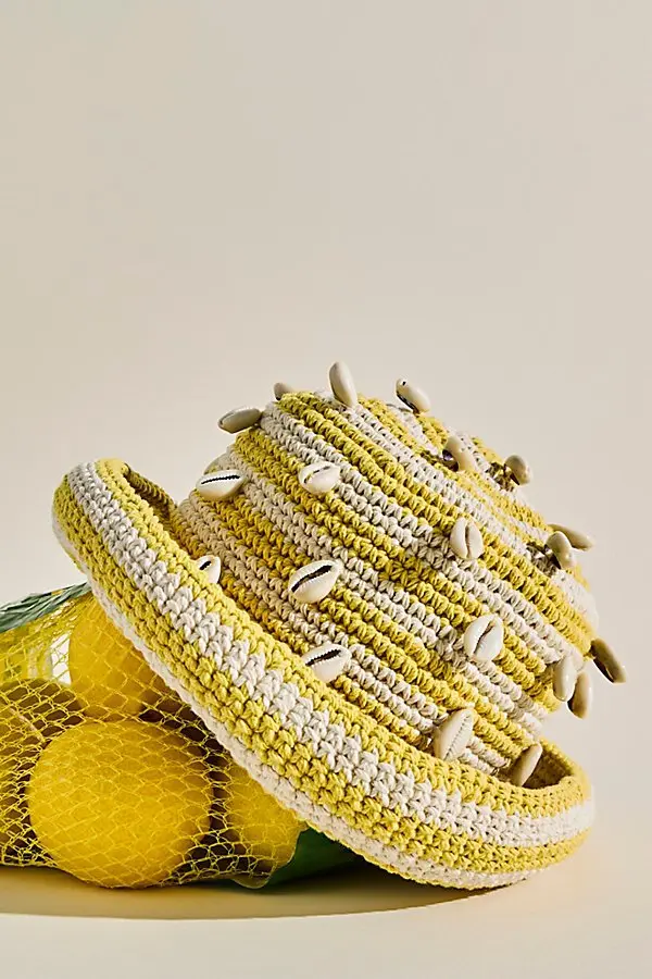 BETA ASTRAL Pora Stripes And Shells Hat - Yellow