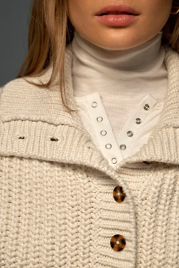 Free People Intimately Ribbed Henley Long Sleeve Shirt - Clean Ivory