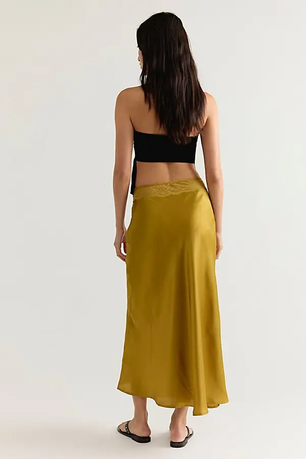 Free People Valeria Midi Slip Skirt - Olive