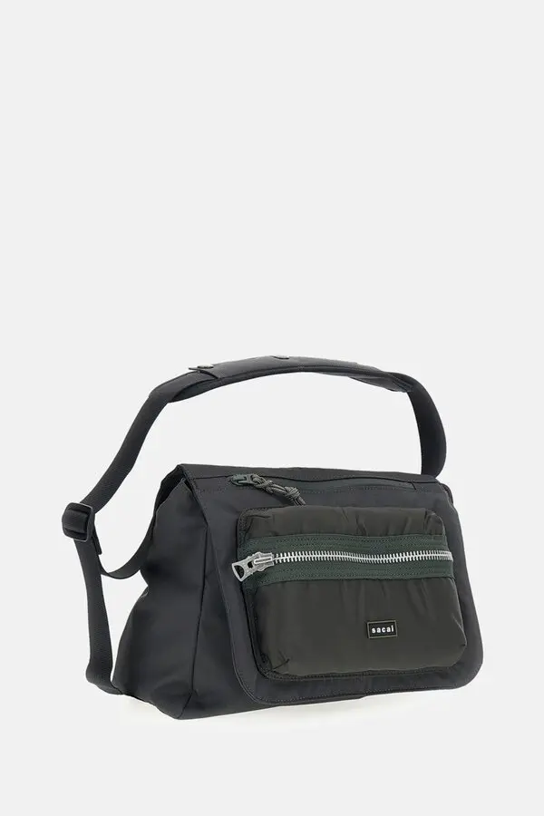 Sacai Technical Fabric Crossbody Bag With Pockets - Verde