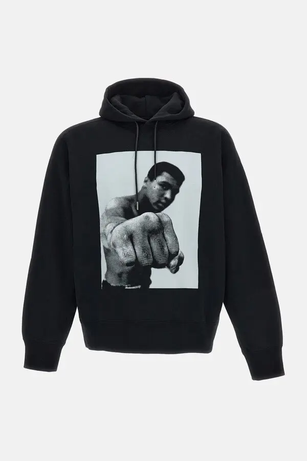 Sacai Printed Hooded Sweatshirt - Nero