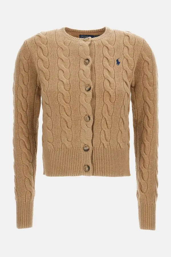 Polo Ralph Lauren Cropped Cable-knit Cardigan - Beige