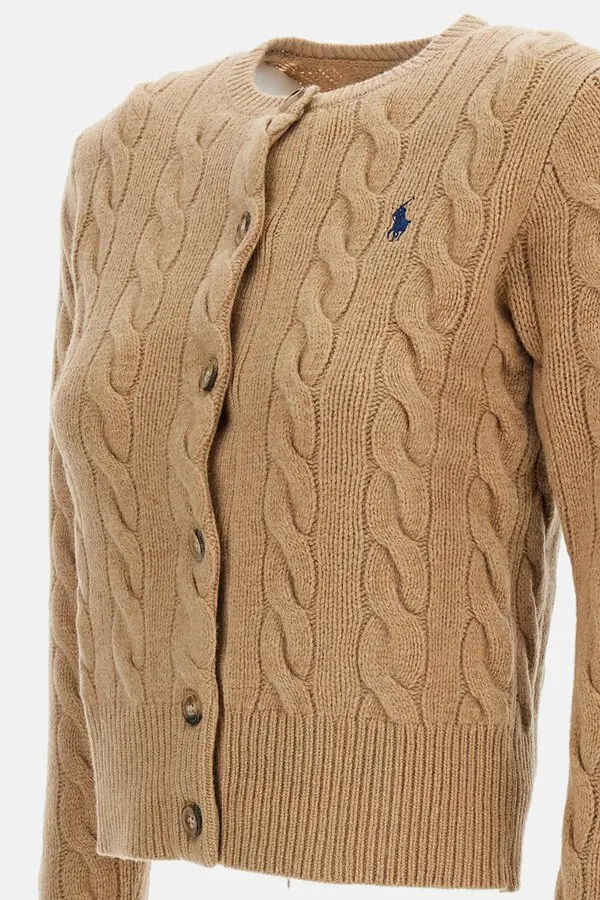 Polo Ralph Lauren Cropped Cable-knit Cardigan - Beige