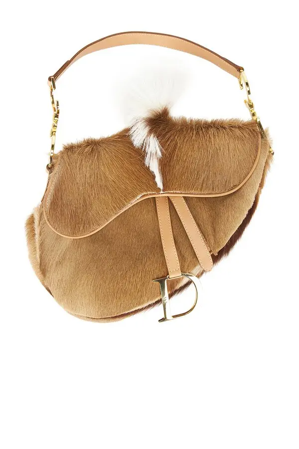 Dior Pony Hair Mohawk Saddle Bag - Brown