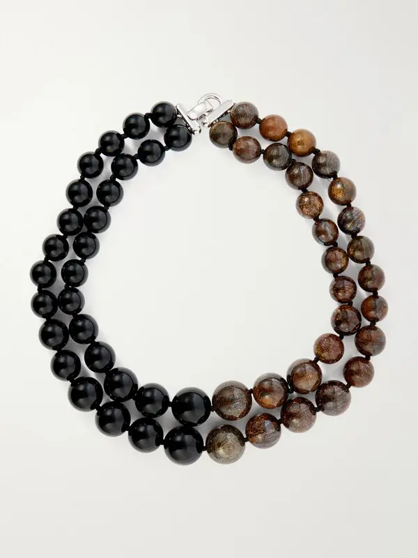 Le Sundial Boule Sterling Silver, Onyx And Bronzite Beaded Necklace - Black