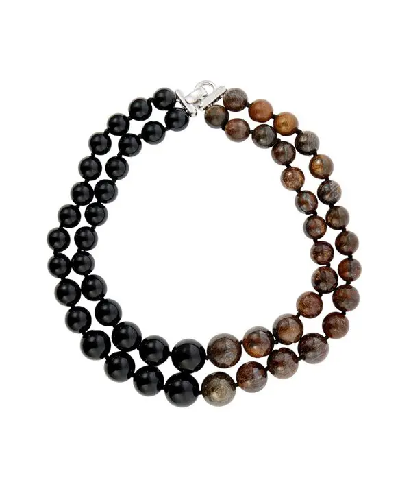 Le Sundial Boule Sterling Silver, Onyx, And Bronzite Beaded Necklace - Black