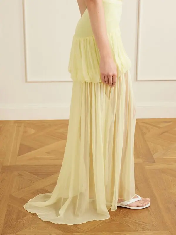 LIBEROWE Silk-chiffon Maxi Skirt With Sculptural Peplum