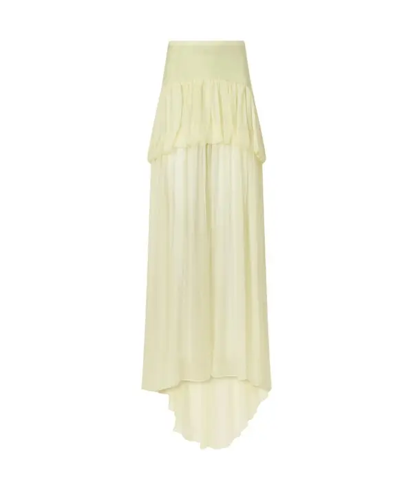 LIBEROWE Silk-chiffon Maxi Skirt With Sculptural Peplum - Yellow