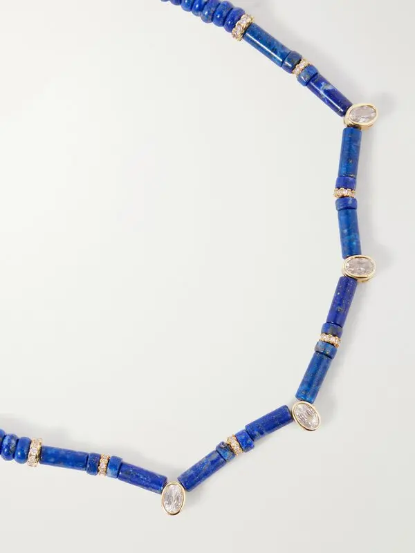 MARTHA CALVO Lapis Lazuli And Crystal Beaded Necklace