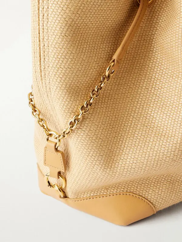 Chloé Clover Raffia Tote With Leather Trim