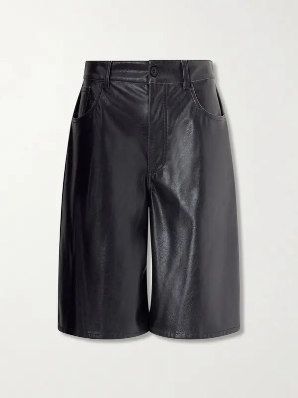 MAISON MARGIELA Leather-effect Knee-length Shorts - Black