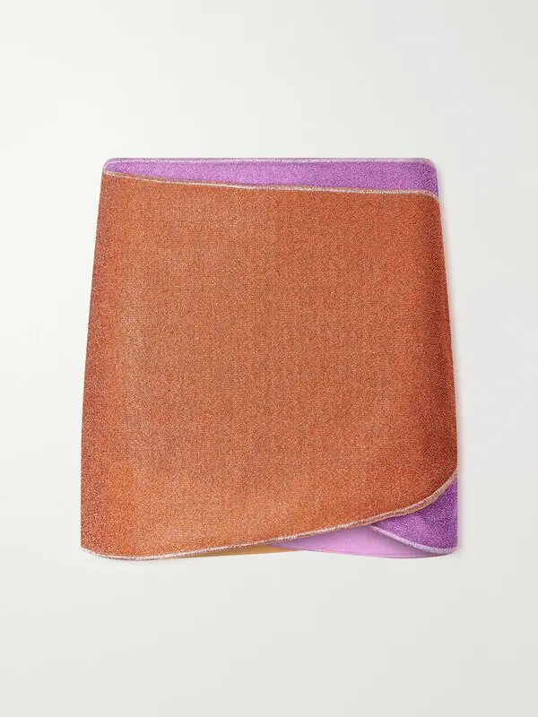 Oseree Lumière Double Metallic Lurex Mini Skirt